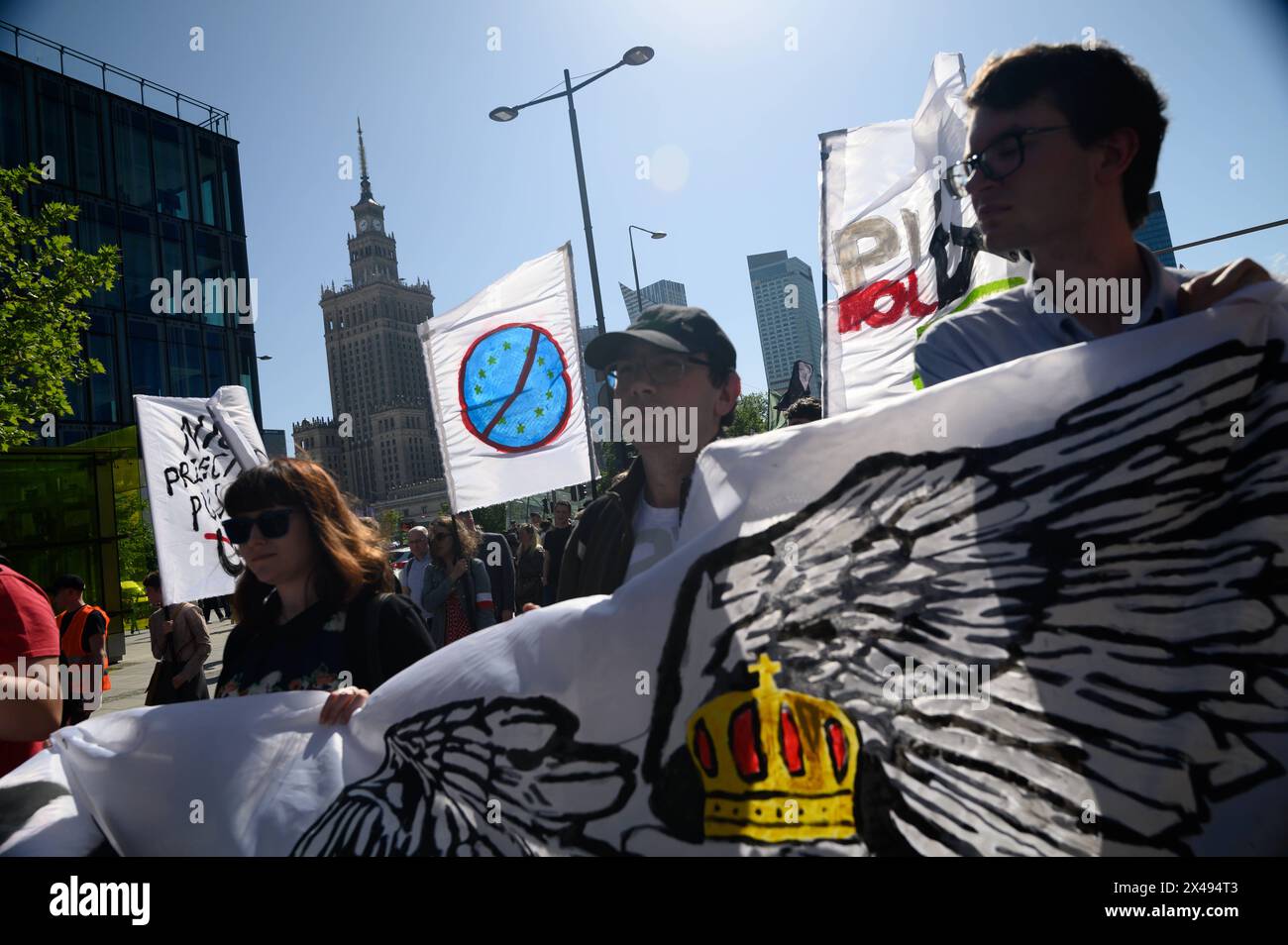 Far-Right Movements PolExit Dmonstration In Warsaw. Demonstrators carry ...