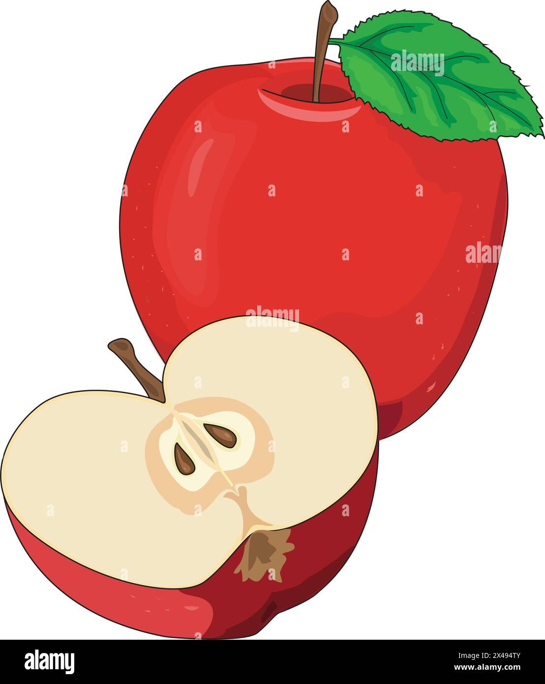 Fresh summer fruits apple Stock Vector Images - Alamy