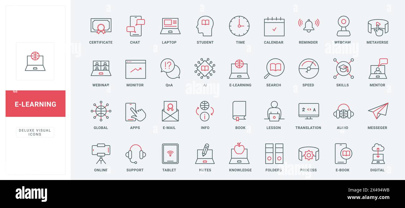 Online education, knowledge line icons set. Training process ...