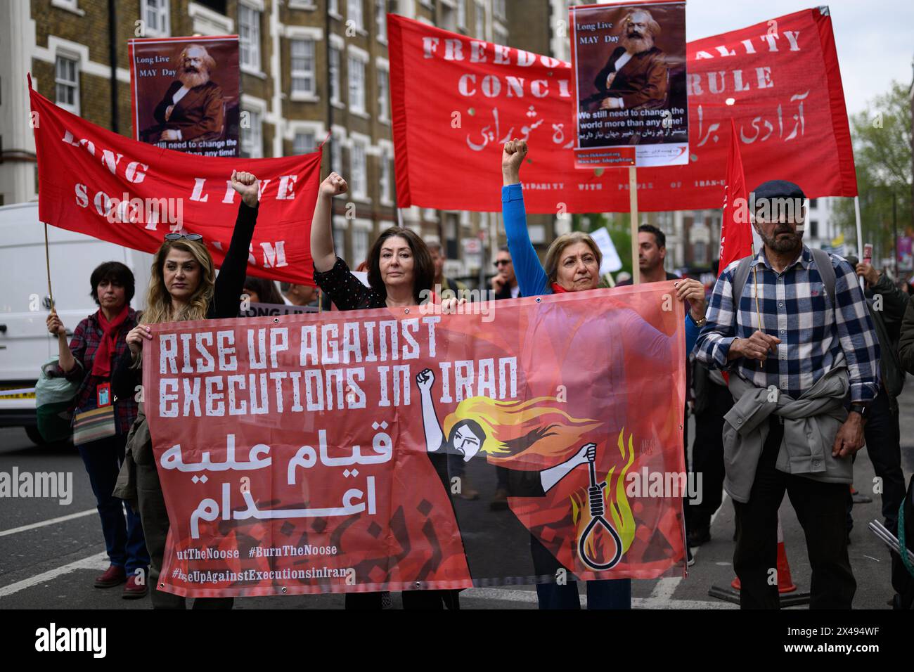 LONDON, UK, 1st May, 2024: Trade Union workers march from Clerkenwell ...