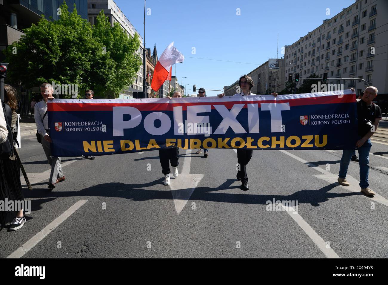 Far-Right Movements PolExit Dmonstration In Warsaw. Demonstrators carry ...