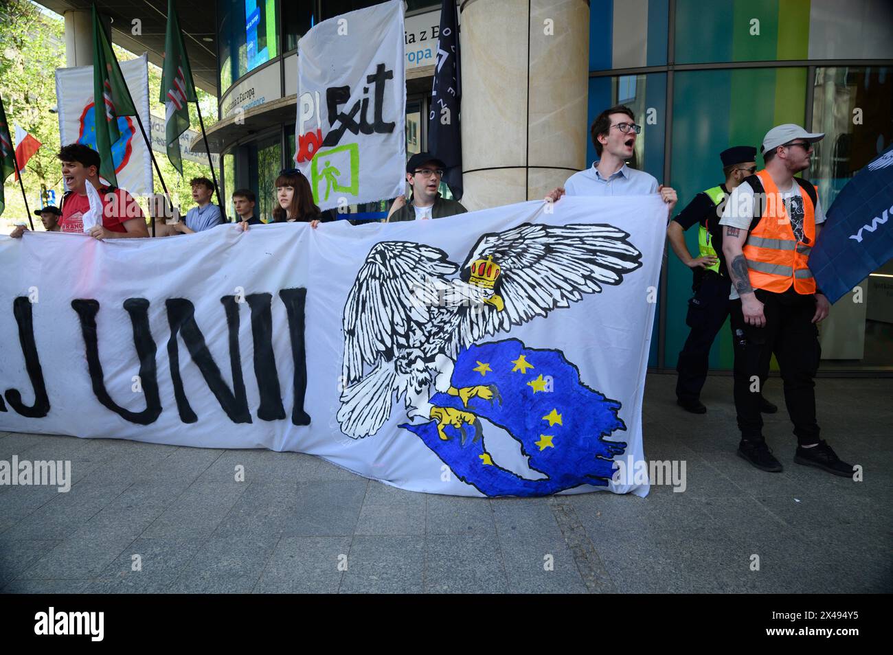 Far-Right Movements PolExit Dmonstration In Warsaw. Demonstrators hold ...