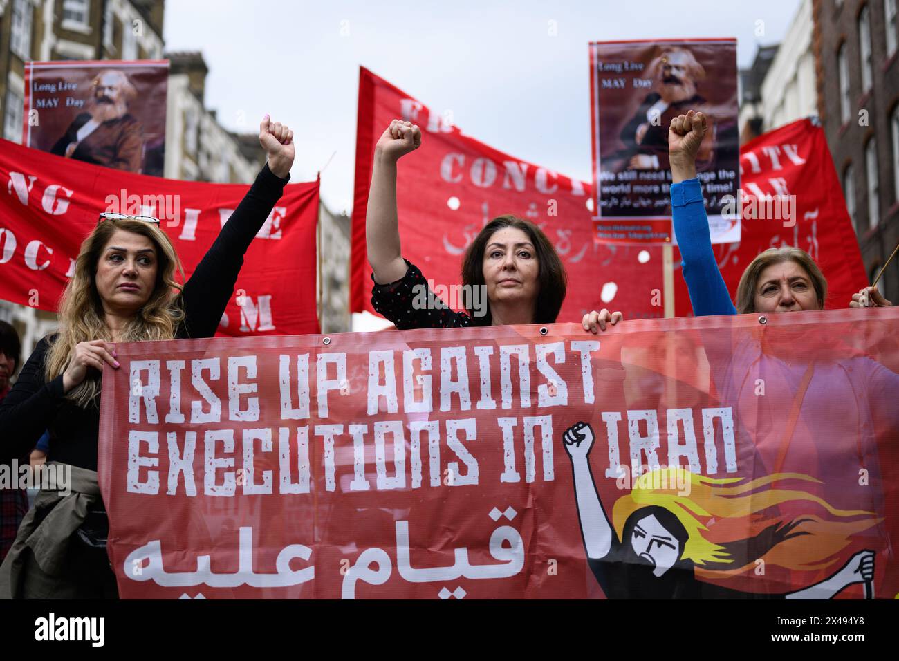 LONDON, UK, 1st May, 2024: Trade Union workers march from Clerkenwell ...