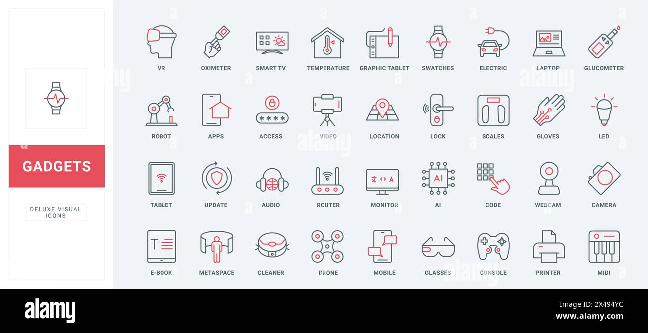 Smart equipment with using AI line icons set. Mobile apps of phone and ...