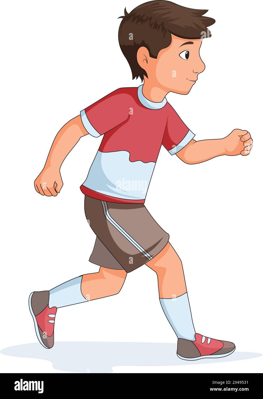 Cute boy running in an athletic uniform Stock Vector Image & Art - Alamy