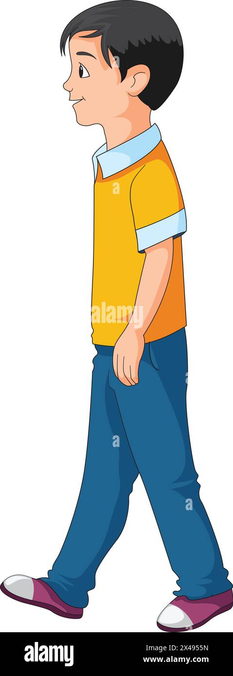 Cute boy smiling and walking Stock Vector Image & Art - Alamy