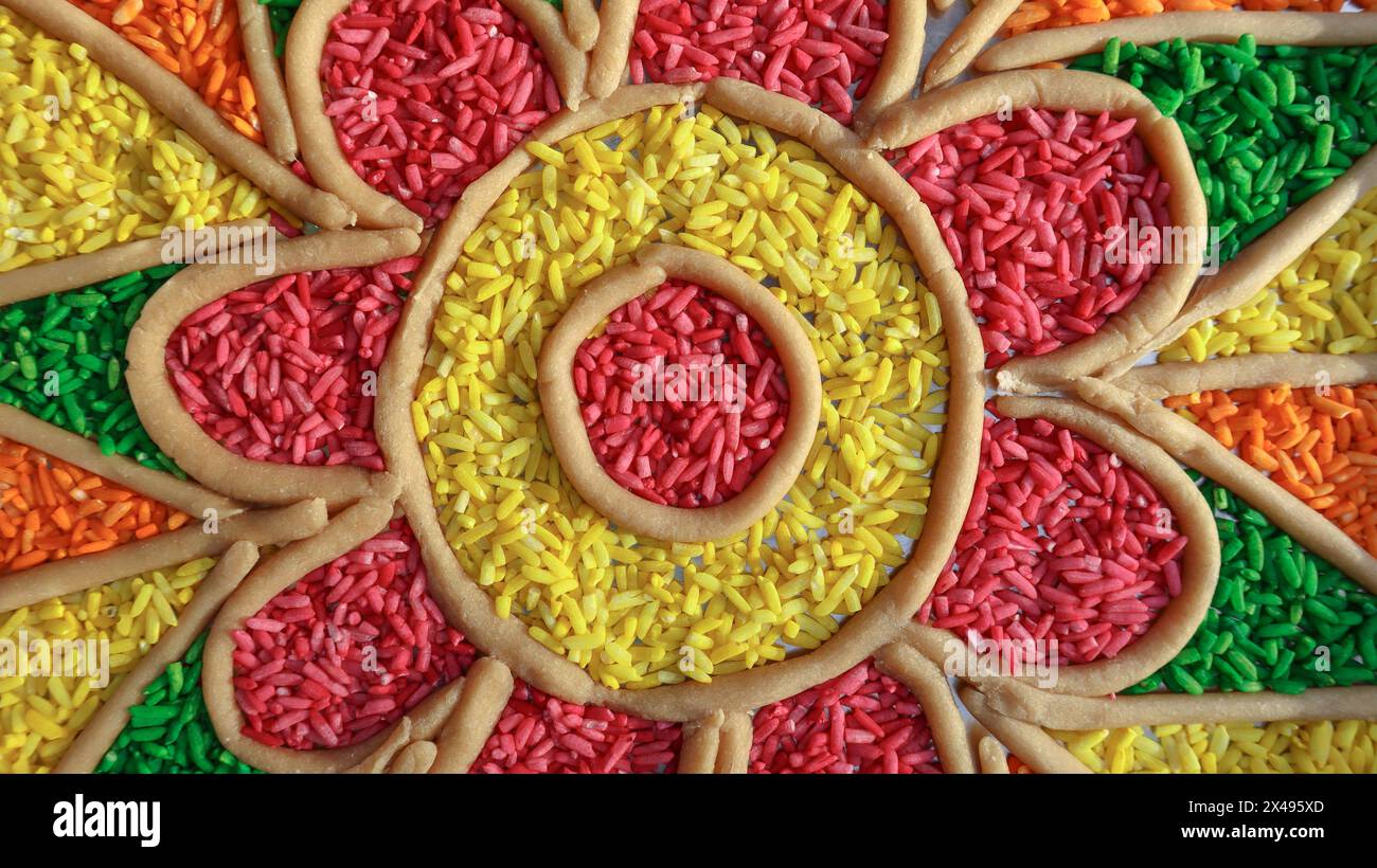 Beautiful diy craft background of Arti thali decoration with coloured ...