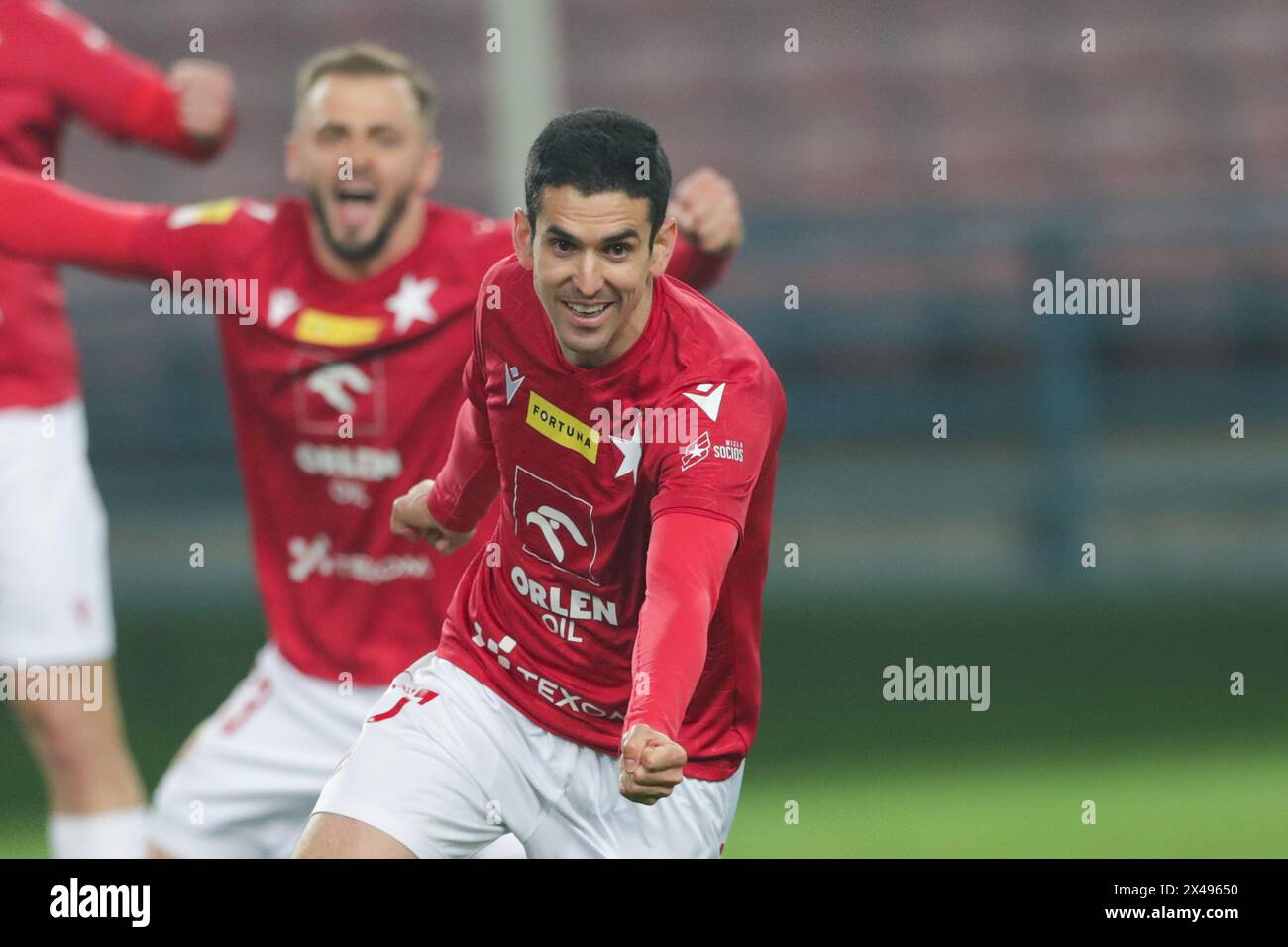 Jesus Alfaro of Wisla Krakow celebrates after scoring a goal during the ...