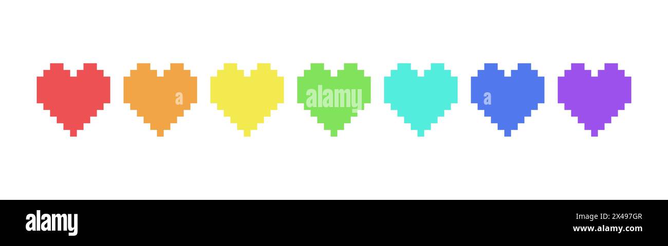 Pixel colorful love icon design. 8 bit heart. Arcade game symbol. Red ...