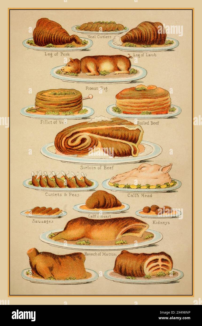 Vintage cooked meats illustration hi-res stock photography and images ...