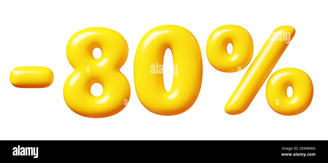 Balloon number minus eighty percent sign for sale concept. 3d render ...