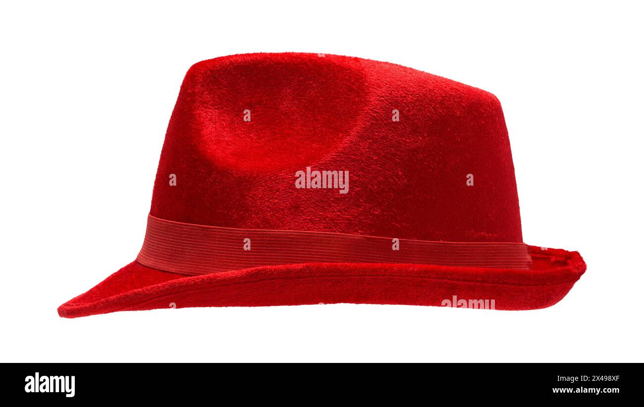 Red Fedora Hat Side View Cut Out on White Stock Photo - Alamy