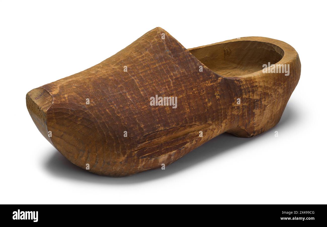 Old Wood Clog Cut Out on White Stock Photo - Alamy