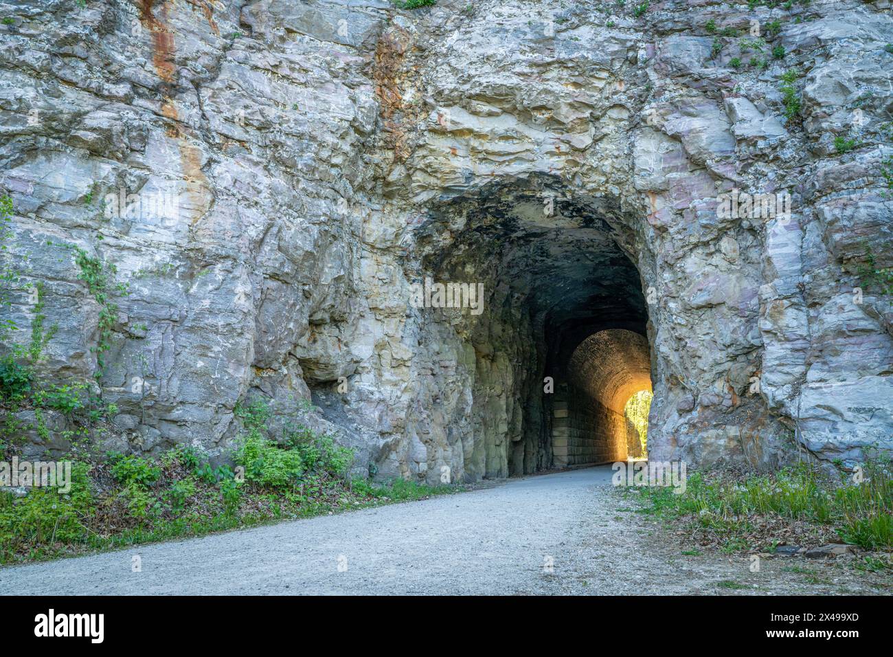 MKT tunnel on Katy Trail at Rocheport, Missouri. The Katy Trail is 237 ...