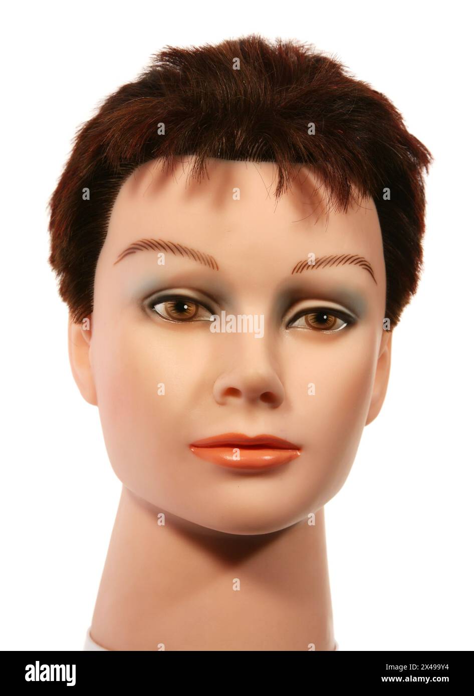 Dummy mannequin female head front Stock Photo - Alamy