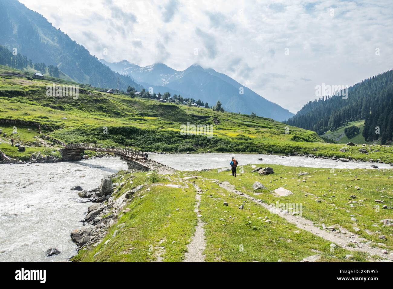 Trekking to Sukhnai village, Warwan Valley, Kashmir, India Stock Photo ...