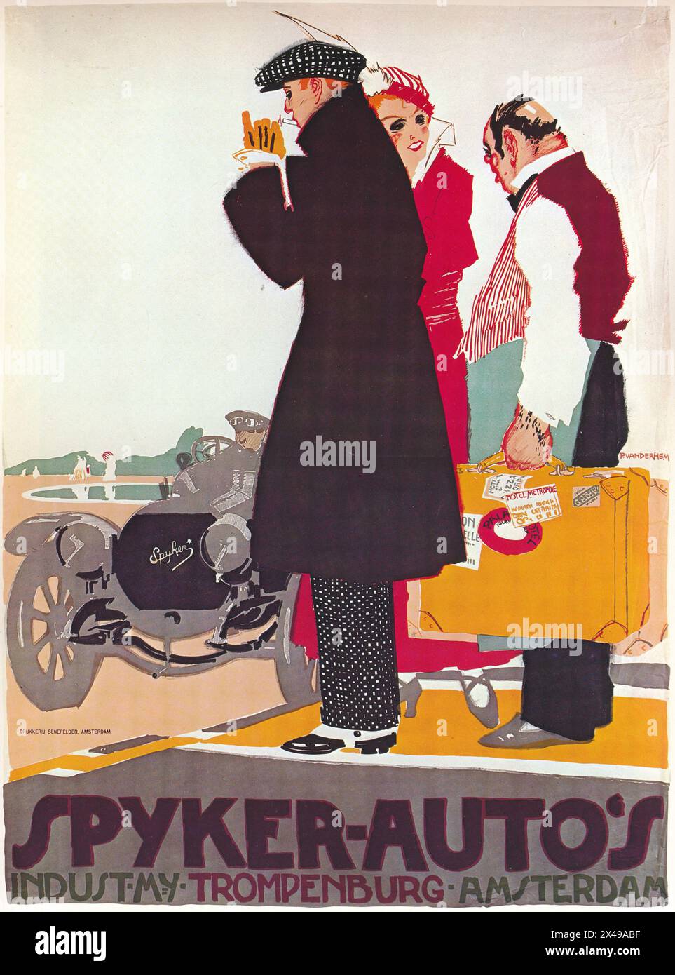 Vintage Dutch Advertising Poster: Spyker Auto by Piet van der Hem ...