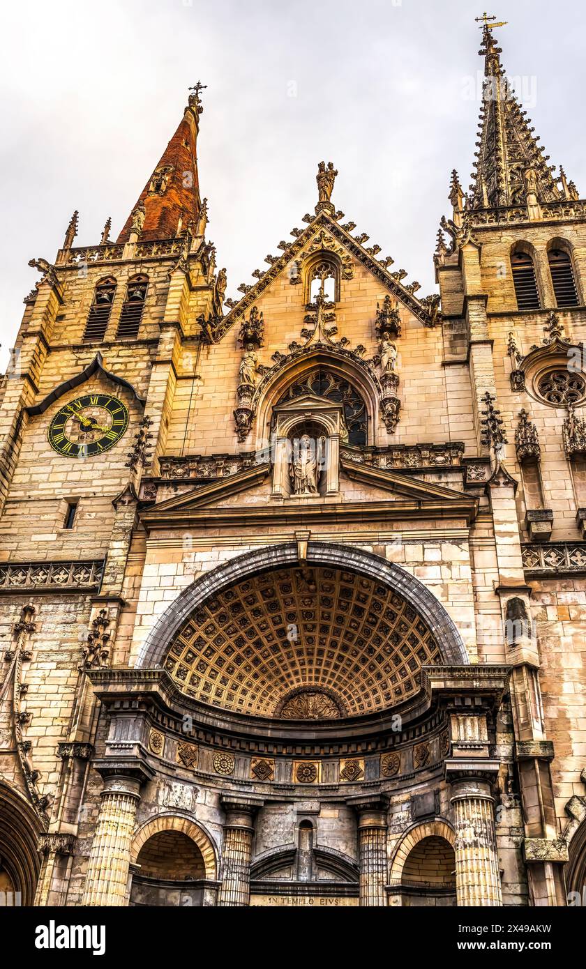 Facade Outside Steeples Saint Nizier Church Lyon France. Built In 1800s ...