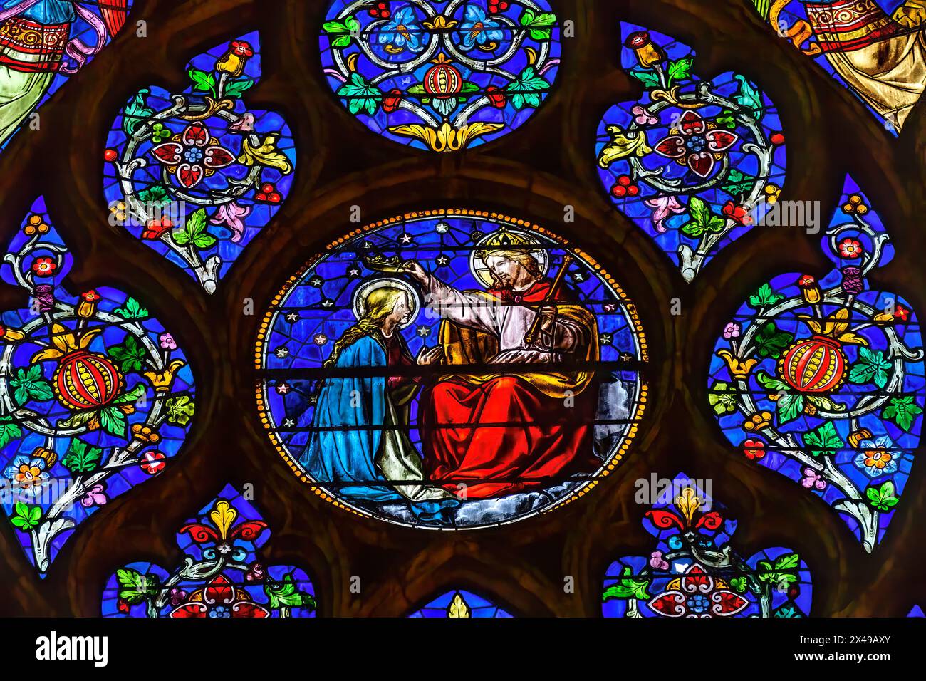 Jesus Coronation Mary Rose Window Stained Glass Saint Nizier Church ...