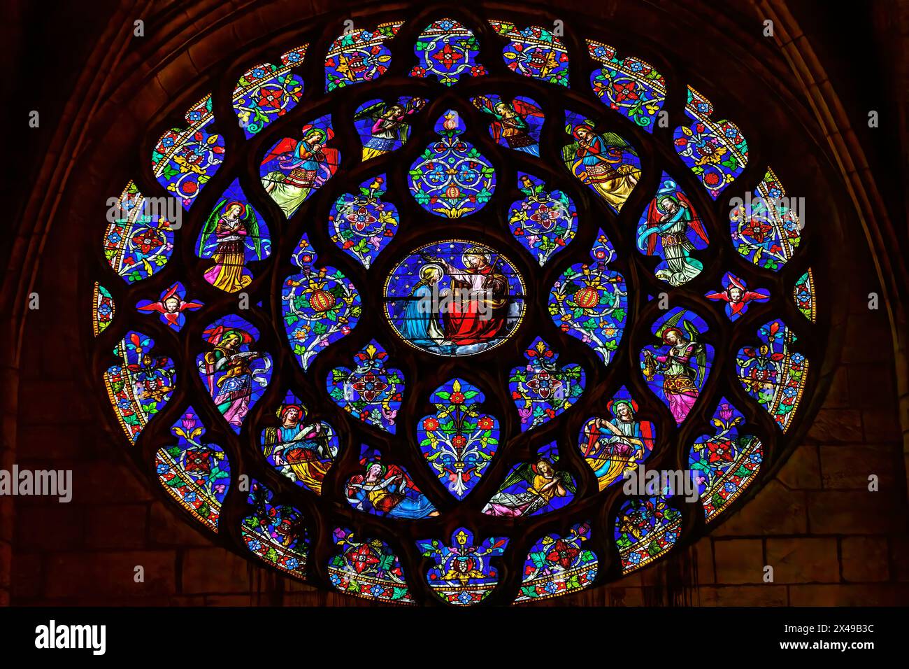 Jesus Coronation Mary Rose Window Stained Glass Saint Nizier Church ...