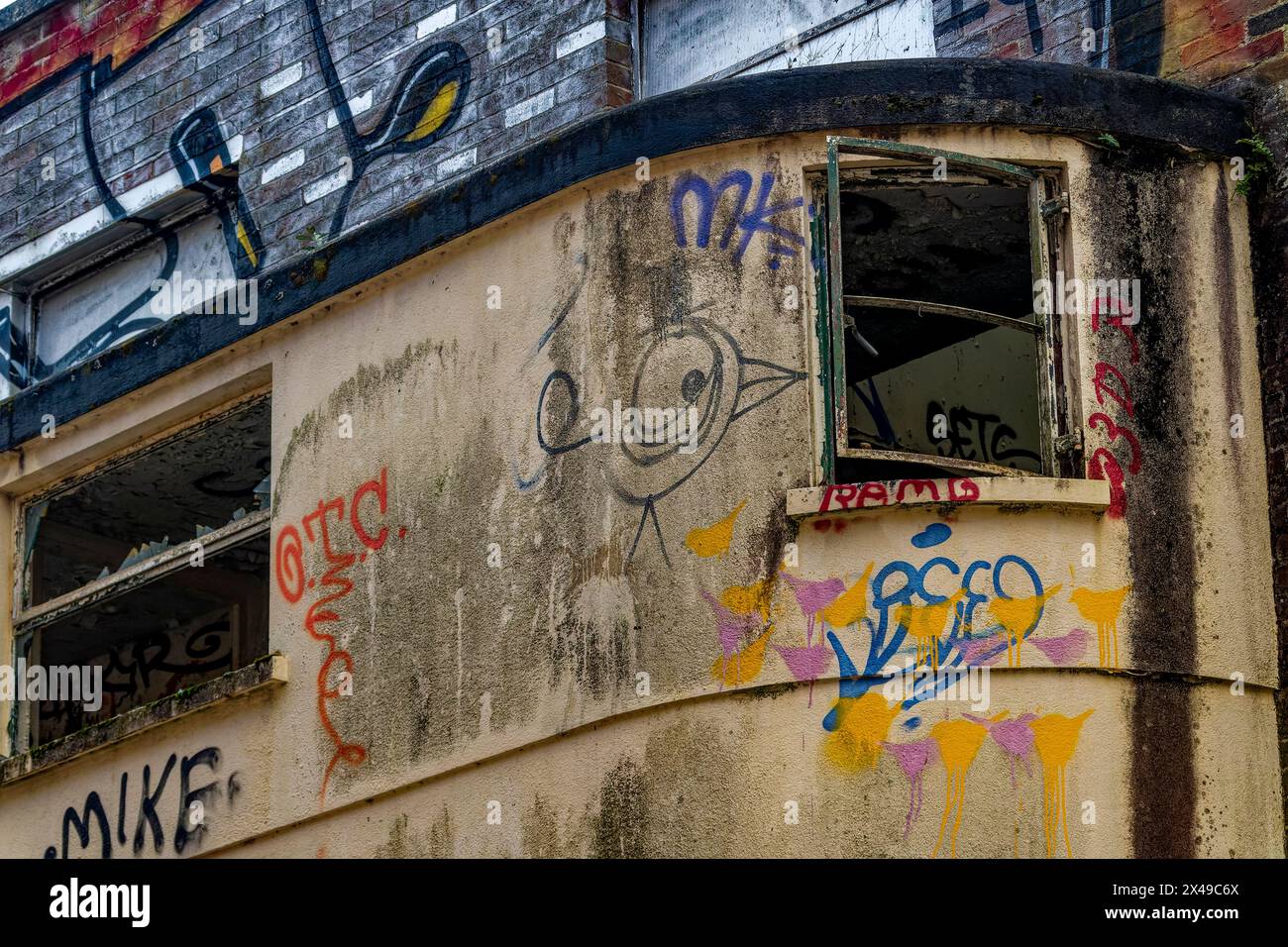 Exterior Detail of the Main Brick Buildings & Broken Windows at the ...