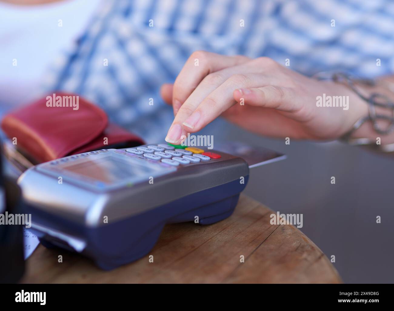 Machine, hand and credit card for payment, ecommerce and password with ...