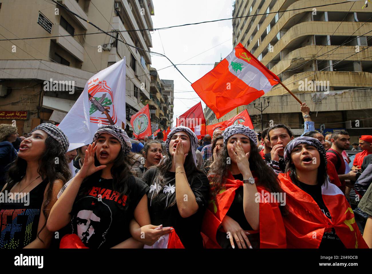 Beirut, Beirut, Lebanon. 1st May, 2024. Supporters of the Lebanese ...