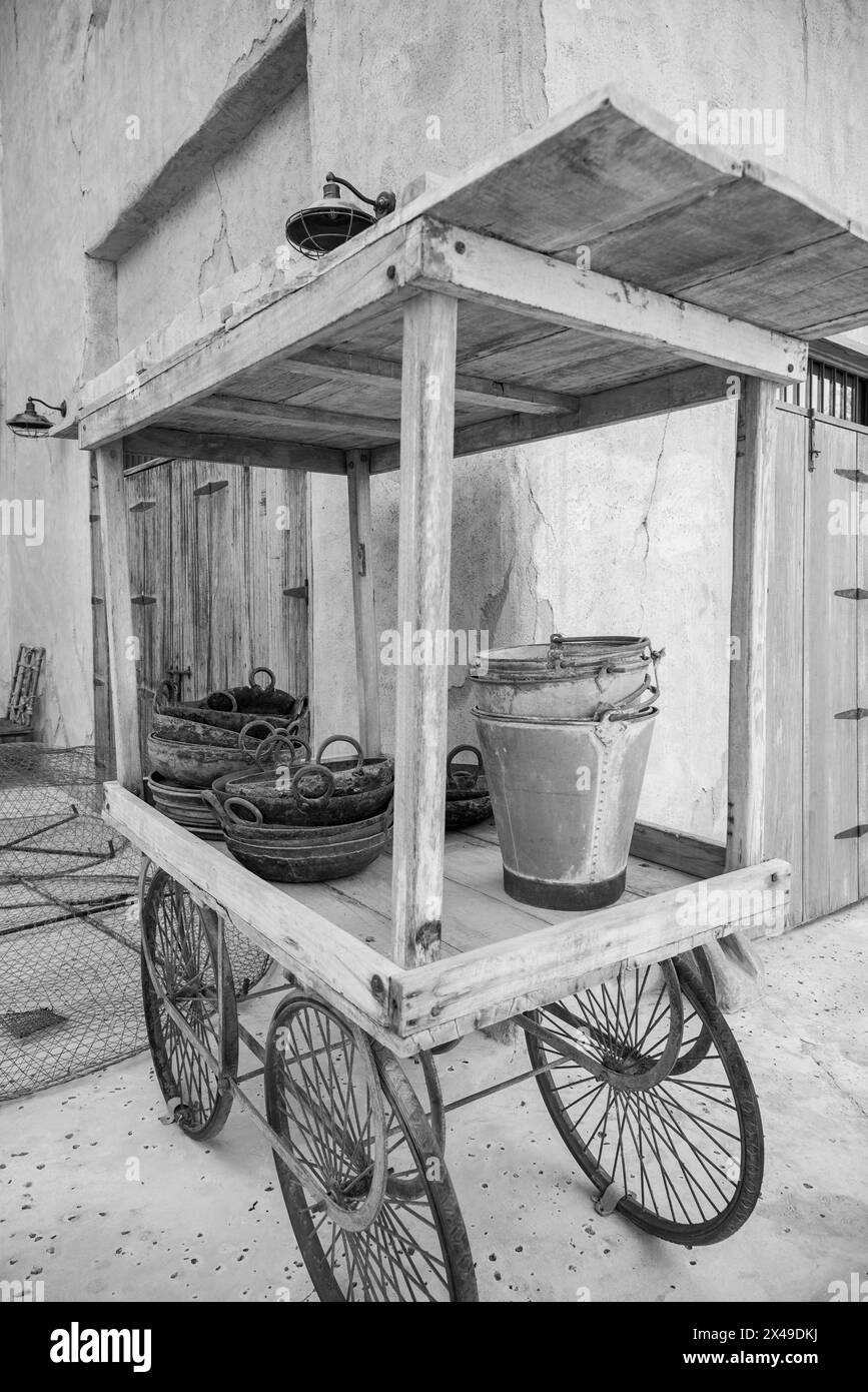 4-wheel Old wooden cycle display Stock Photo - Alamy
