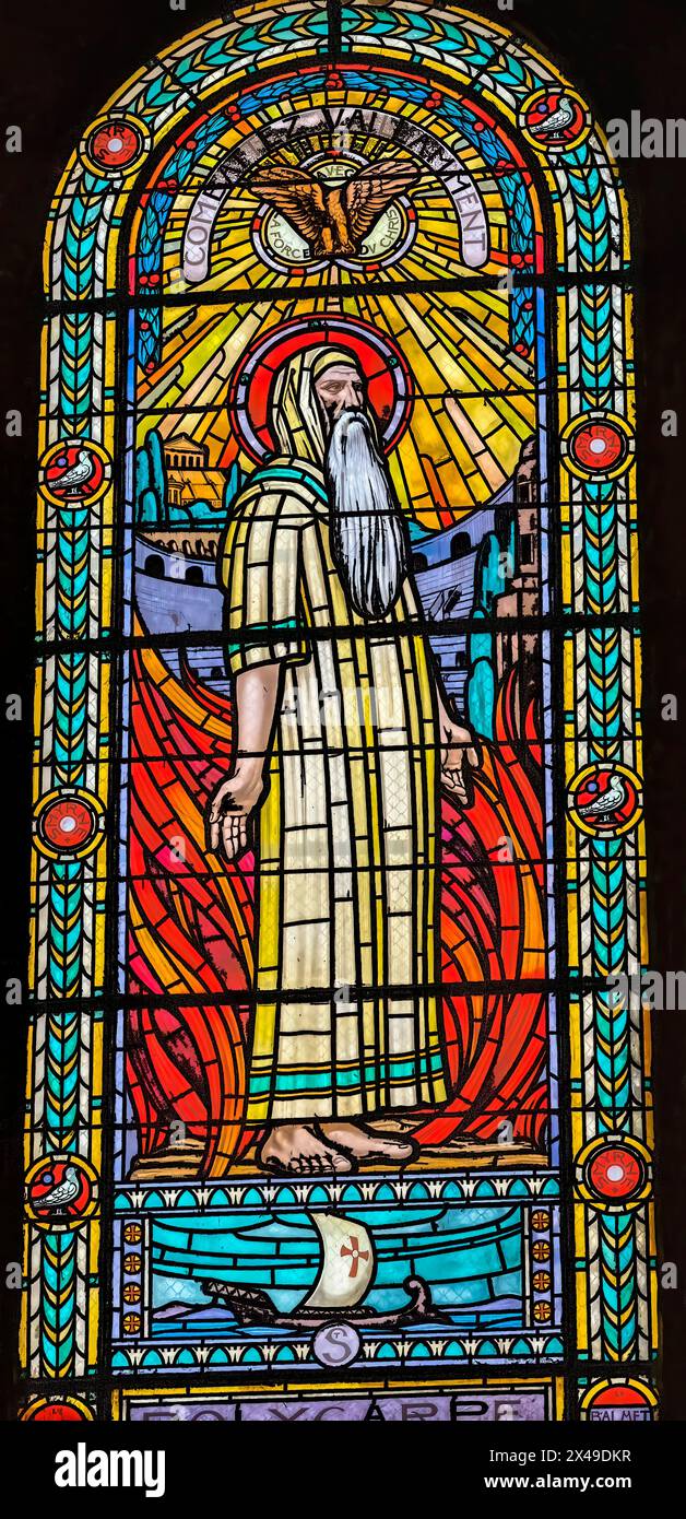 Saint Polycarp Stained Glass Saint Pothin Church Lyon France. Rebuilt ...