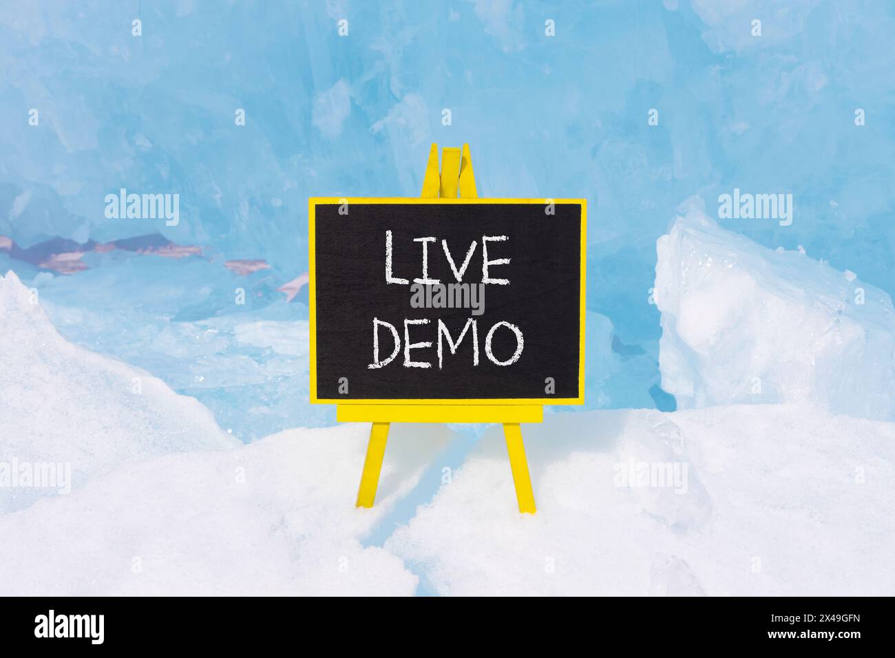 Live demo symbol. Concept words Live demo on beautiful yellow black ...