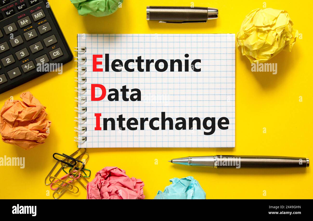 EDI electronic data interchange symbol. Concept words EDI electronic data interchange on white ...