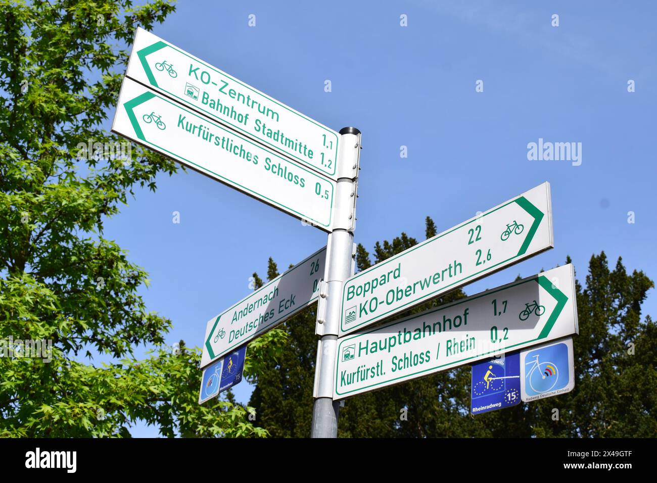 bike sign in Koblenz Stock Photo - Alamy