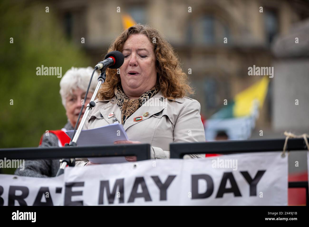 London, UK. 1st May, 2024. May Day march and rally Trafalgar Square ...