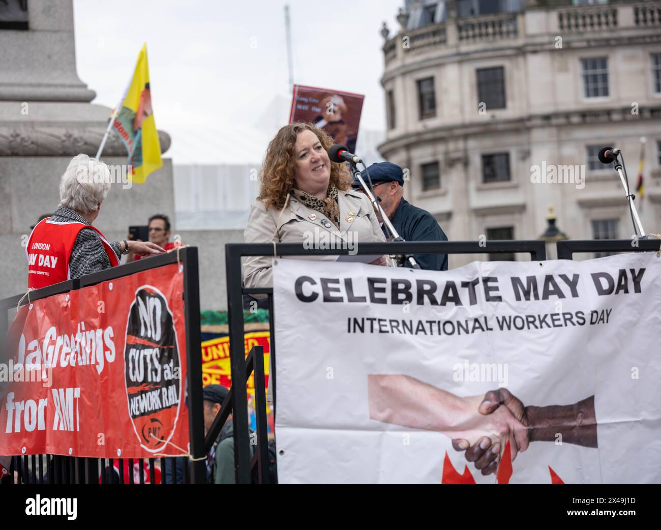 London, UK. 1st May, 2024. May Day march and rally Trafalgar Square ...