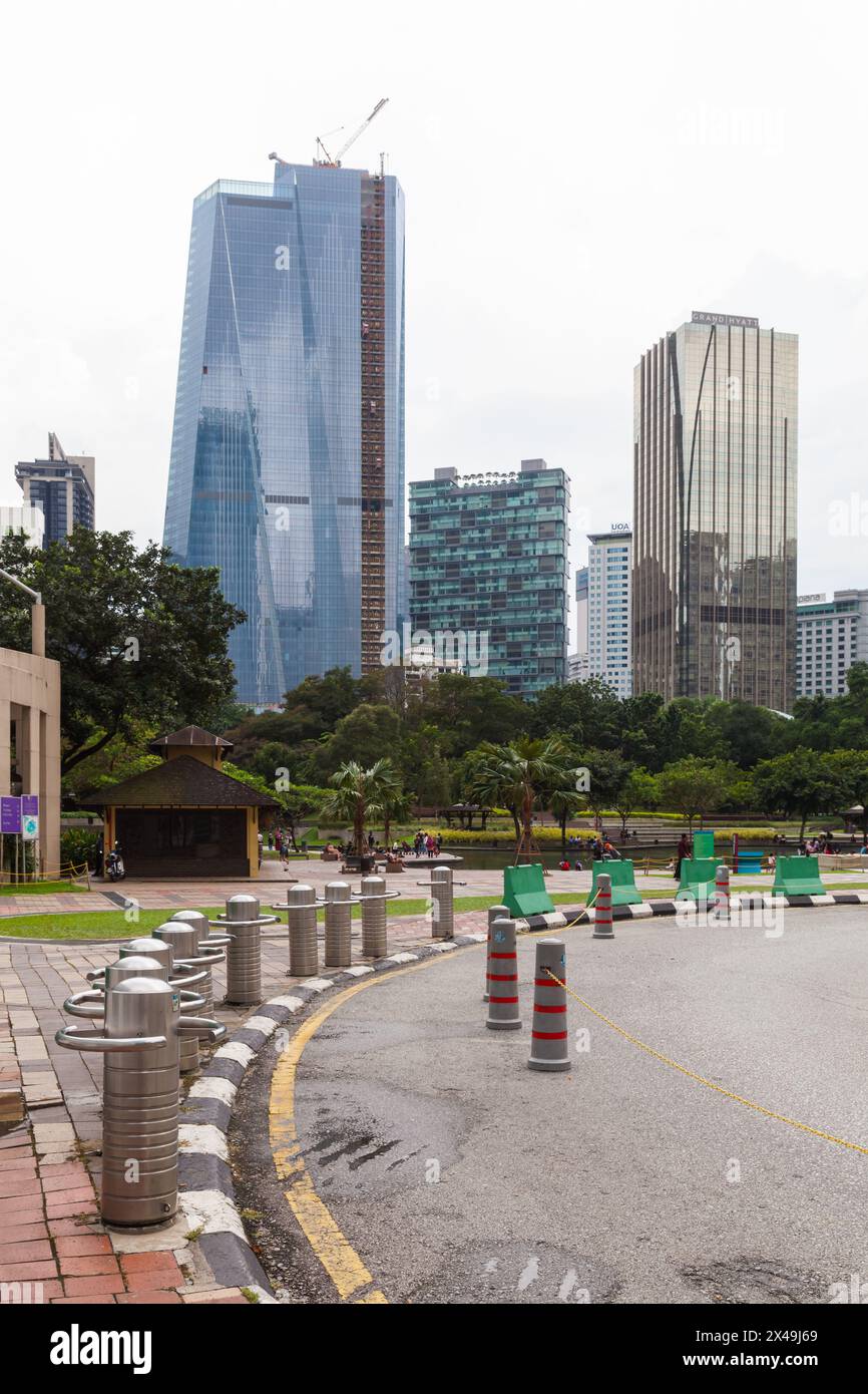 Kuala Lumpur, Malaysia - November 25, 2019: Vertical street view with ...