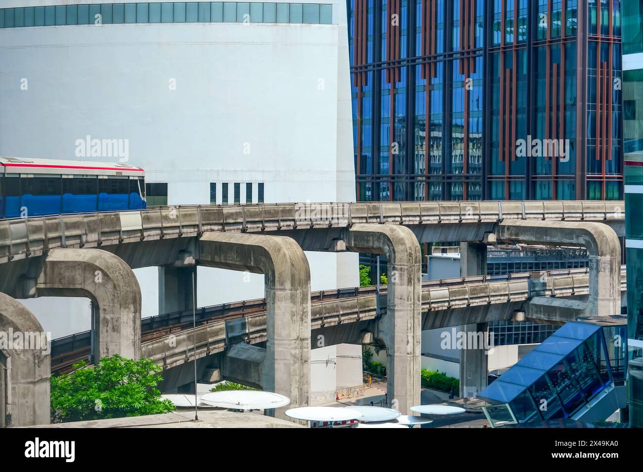Urban view railway tracks suburban subway electric trains rushing on ...