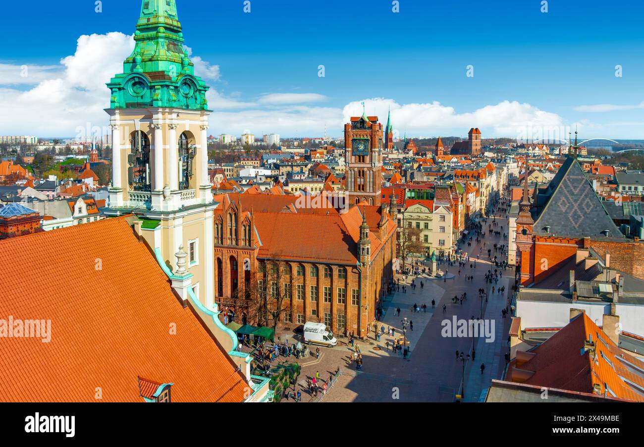 Aerial panoramic view of historical buildings and roofs in Polish ...