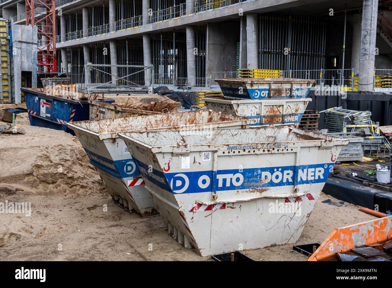 Hamburg, Germany - 01 23 2024: View of a construction site with large ...