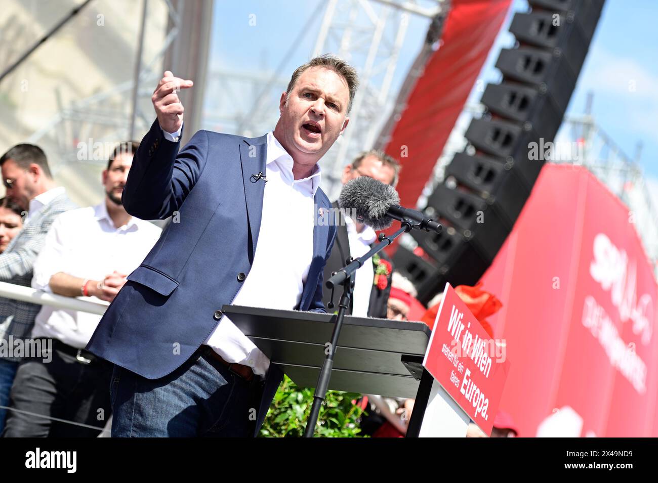 Vienna, Austria. 01st May, 2024. Federal party chairman Andreas Babler ...