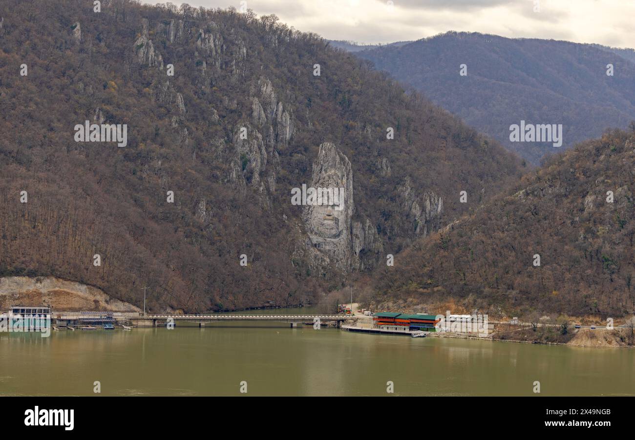 Dubova, Romania - March 14, 2024: Rock Sculpture of Decebalus Last King ...