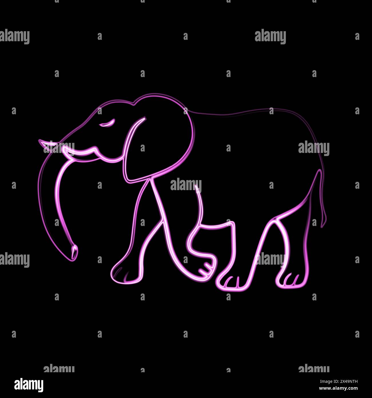 Vector illustration of elephant with neon effect Stock Vector Image ...