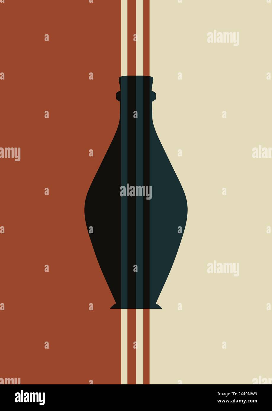 Aesthetic contemporary glass vase illustration. Boho neutral colors mud ...