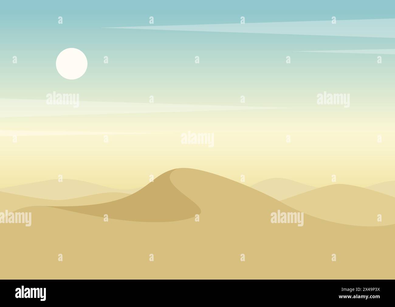 Aesthetic desert landscape, sahara dunes illustration. Africa travel ...