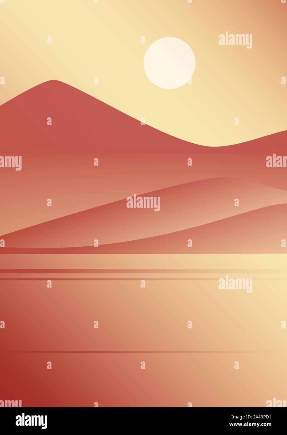 Contemporary aesthetic background with red dunes landscape. Terracotta ...