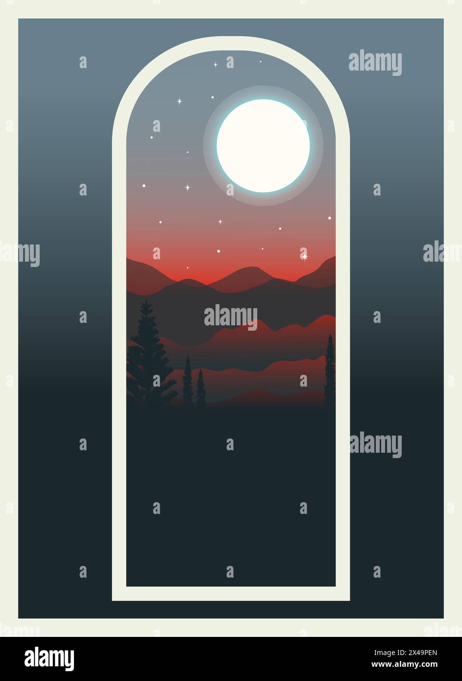 Panorama mountains aesthetic pine Stock Vector Images - Alamy