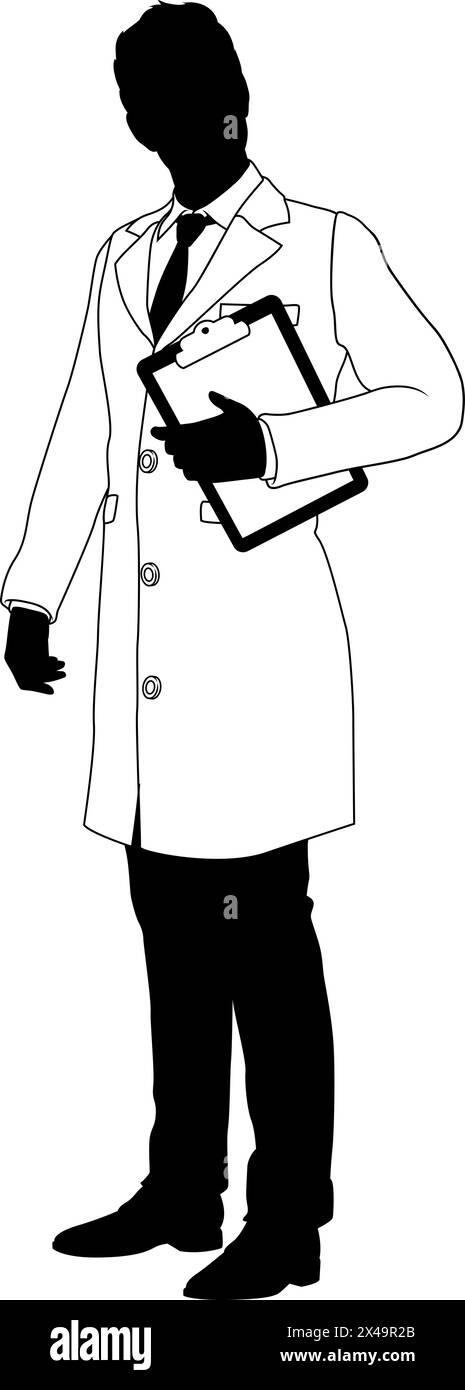 Scientist Engineer Survey Clipboard Man Silhouette Stock Vector Image ...