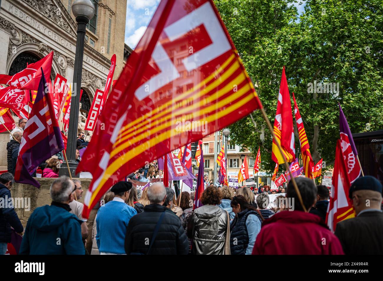 Demonstration called by the unions UGT and CCOO during May 1, Workers ...
