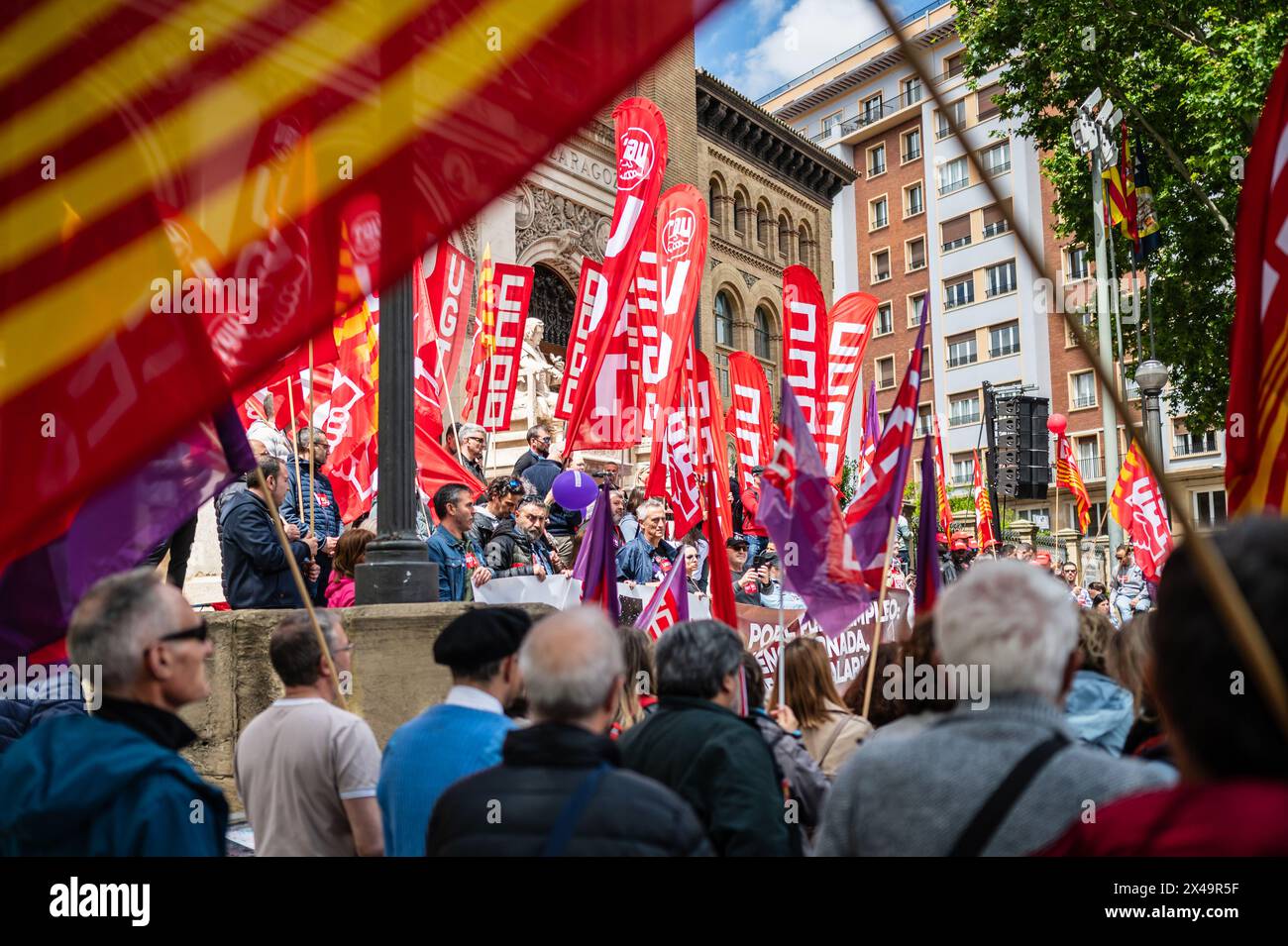 Demonstration called by the unions UGT and CCOO during May 1, Workers ...