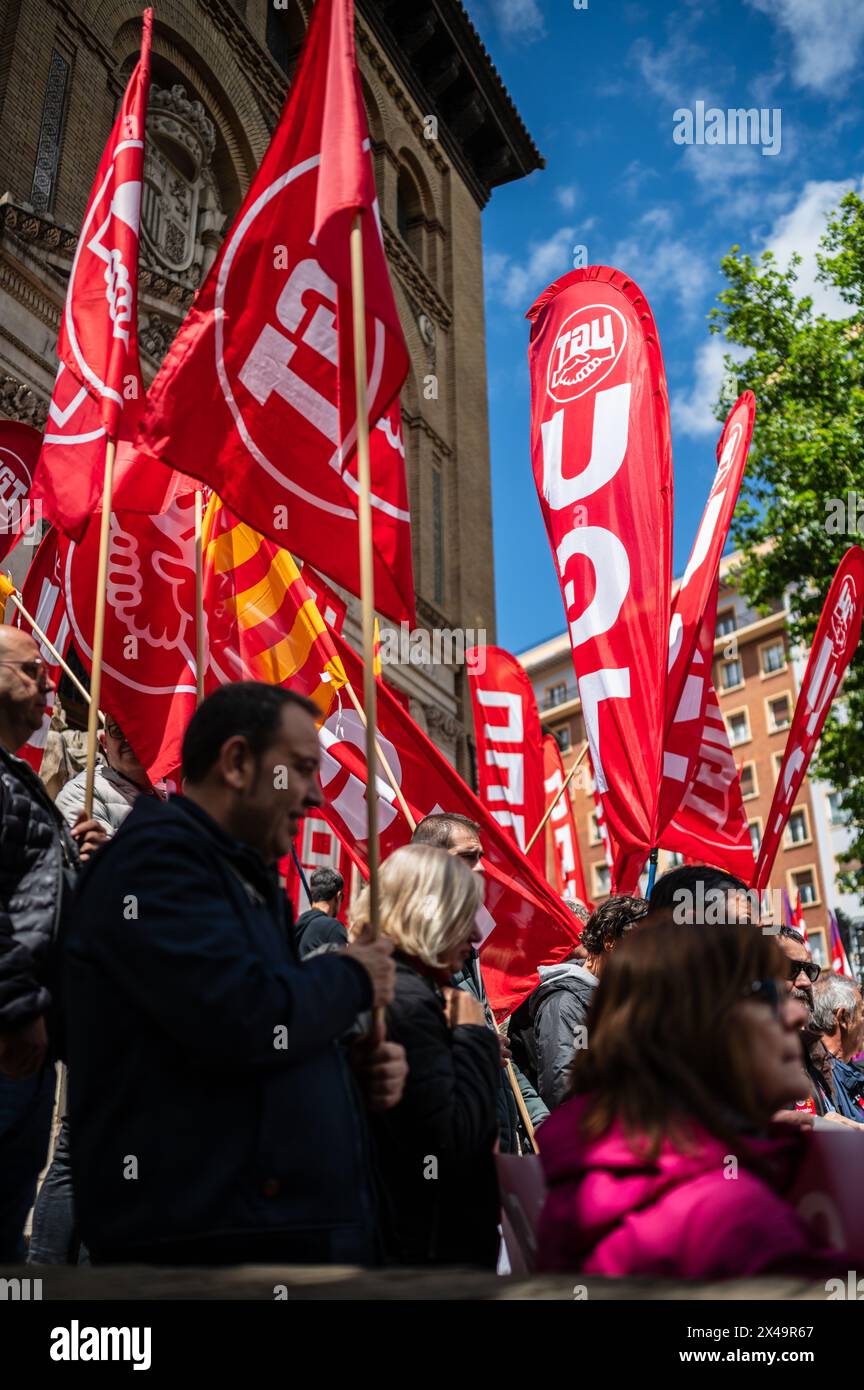 Demonstration called by the unions UGT and CCOO during May 1, Workers ...