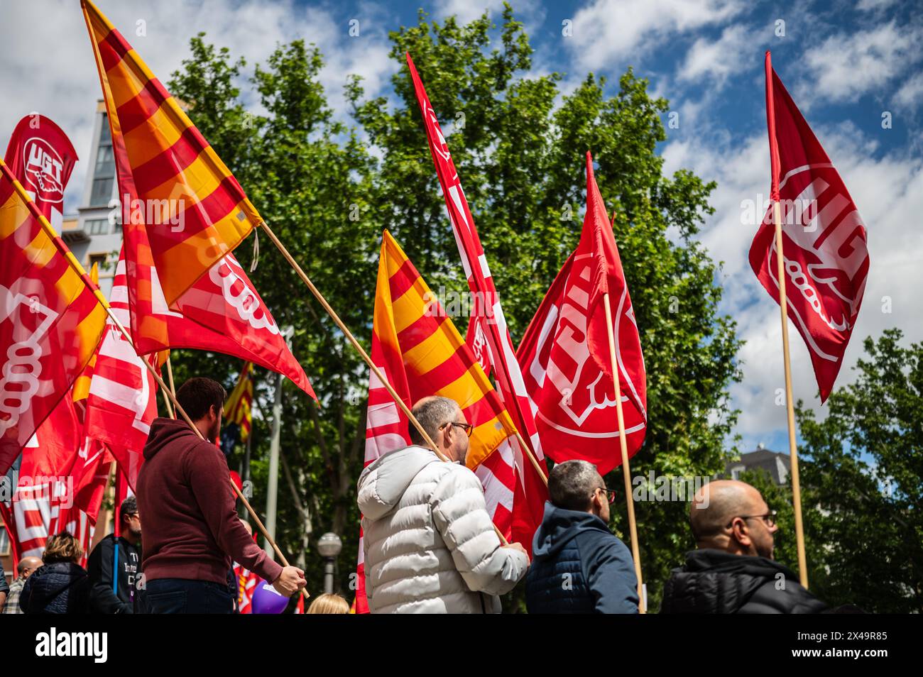 Demonstration called by the unions UGT and CCOO during May 1, Workers ...